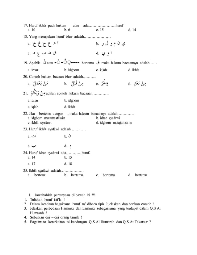 Soal ukk quran hadis vii ok | PDF
