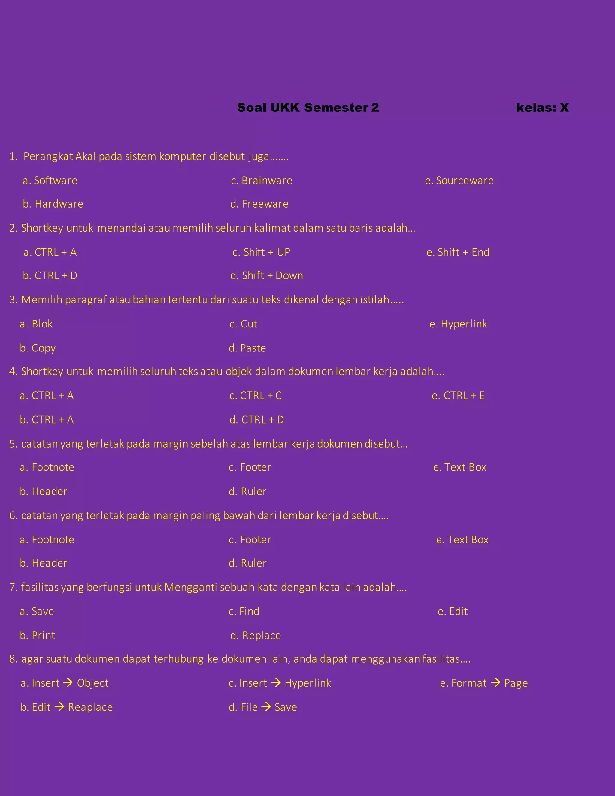 Soal ukk semester 2 | DOCX