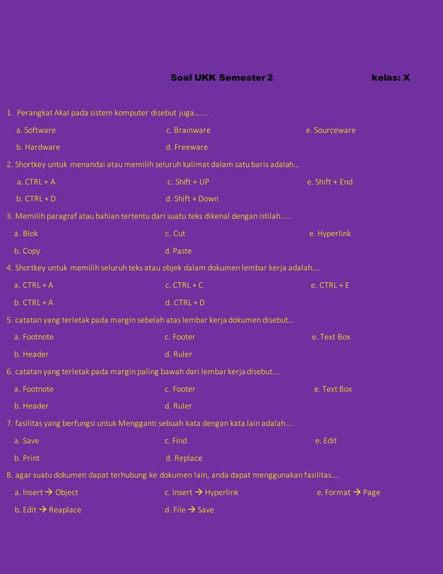Soal ukk semester 2 | DOCX