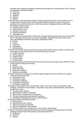 Soal UKK Sosiologi Kelas 11 & Kunci Jawaban (K-13) 2015 | PDF