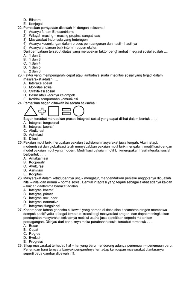 Soal UKK Sosiologi Kelas 11 & Kunci Jawaban (K-13) 2015 | PDF