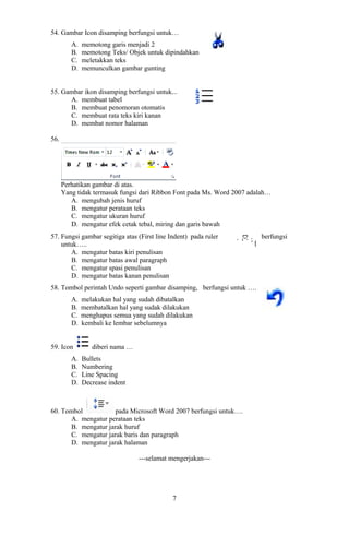 Soal ukk tik SMP kelas 7 tahun 2013 | PDF