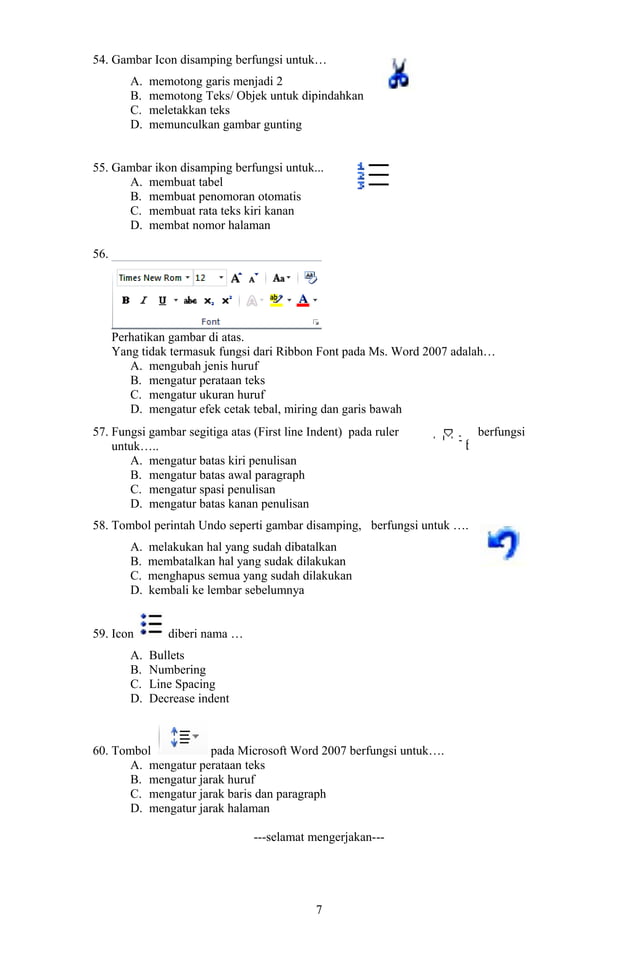 Soal ukk tik SMP kelas 7 tahun 2013 | PDF