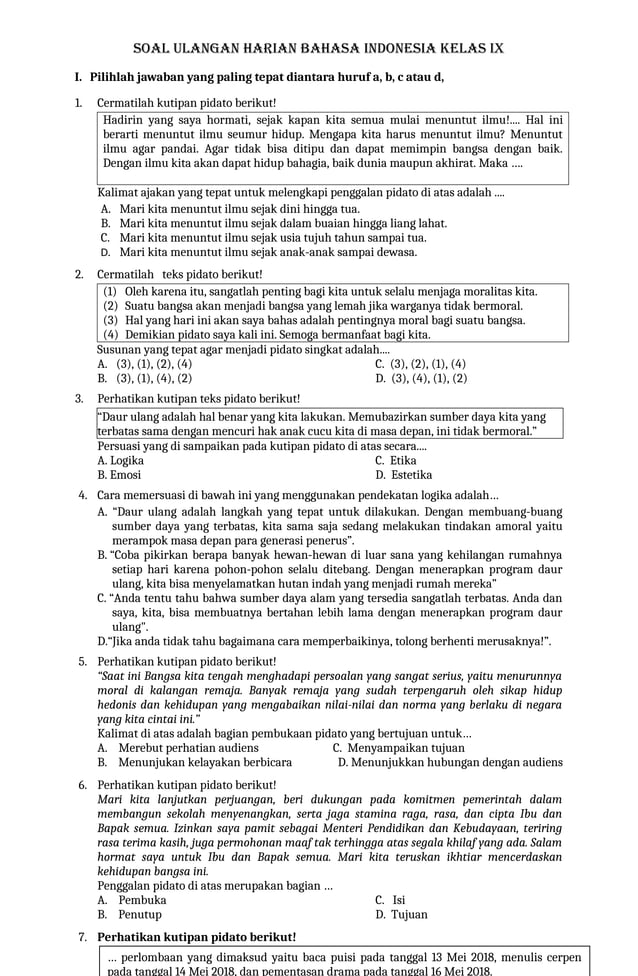 SOAL ULANGAN bahasa indonesia kelas IX.docx