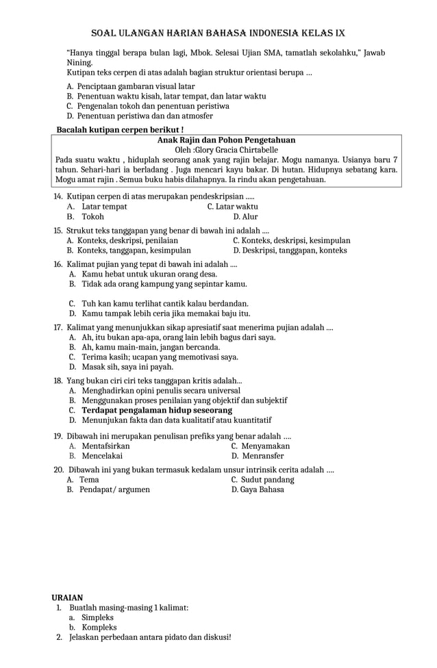 SOAL ULANGAN bahasa indonesia kelas IX.docx