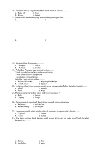 Soal ulangan akhir sd kelas iv raha | DOCX