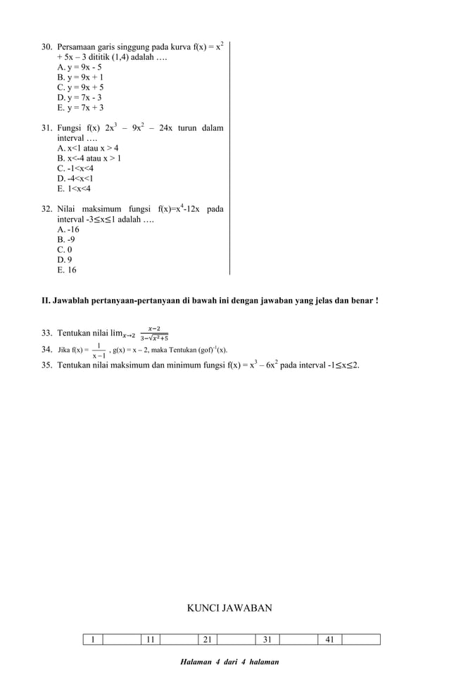 Soal ulangan akhir semester 2 | DOCX