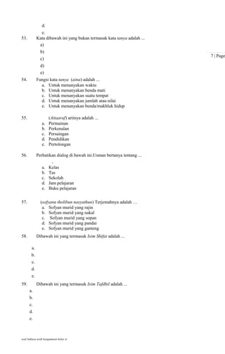 Soalulanganbahasaarabkelasxi keagamaan | PDF