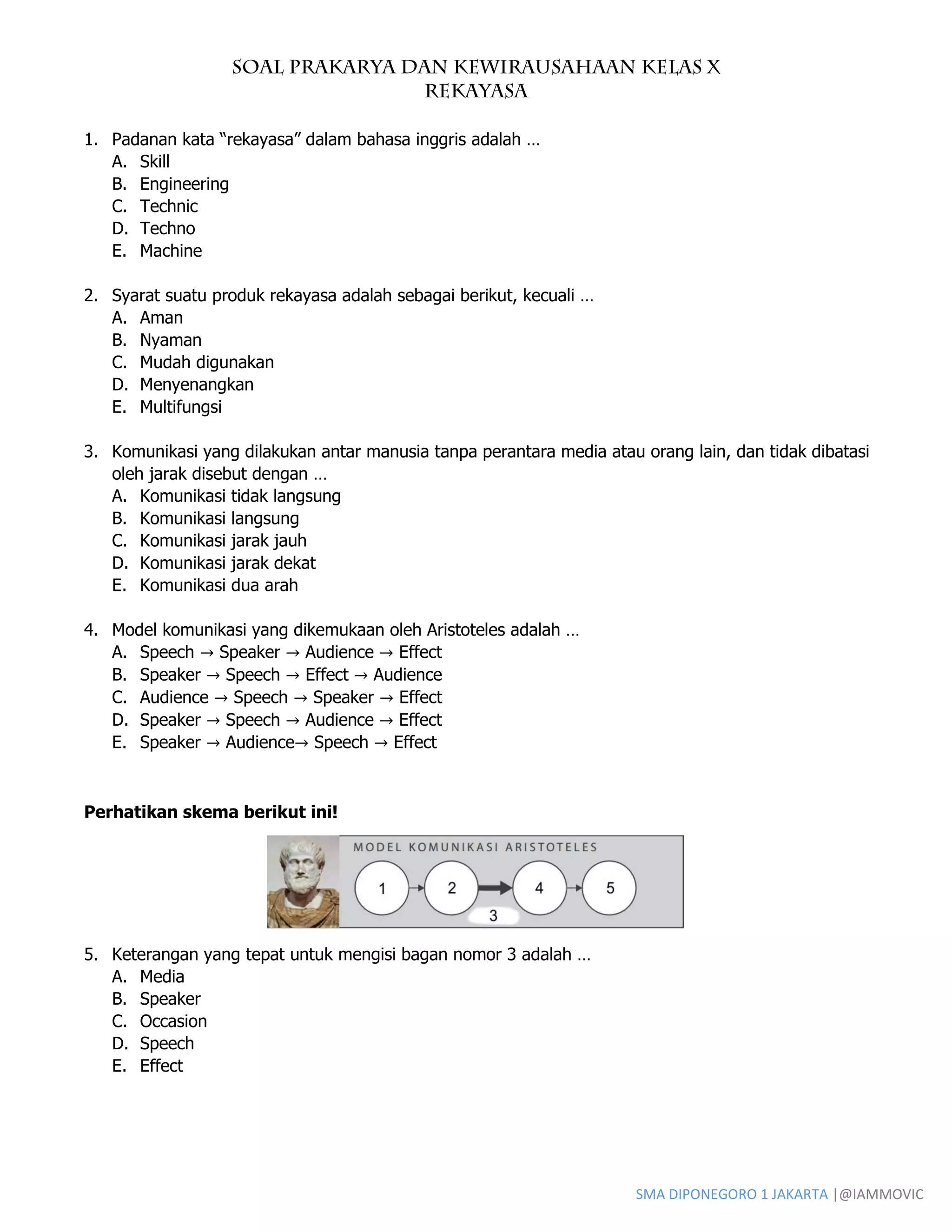SOAL ULANGAN BLOK PRAKARYA DAN KEWIRAUSAHAAN KELAS X PAKET A | PDF