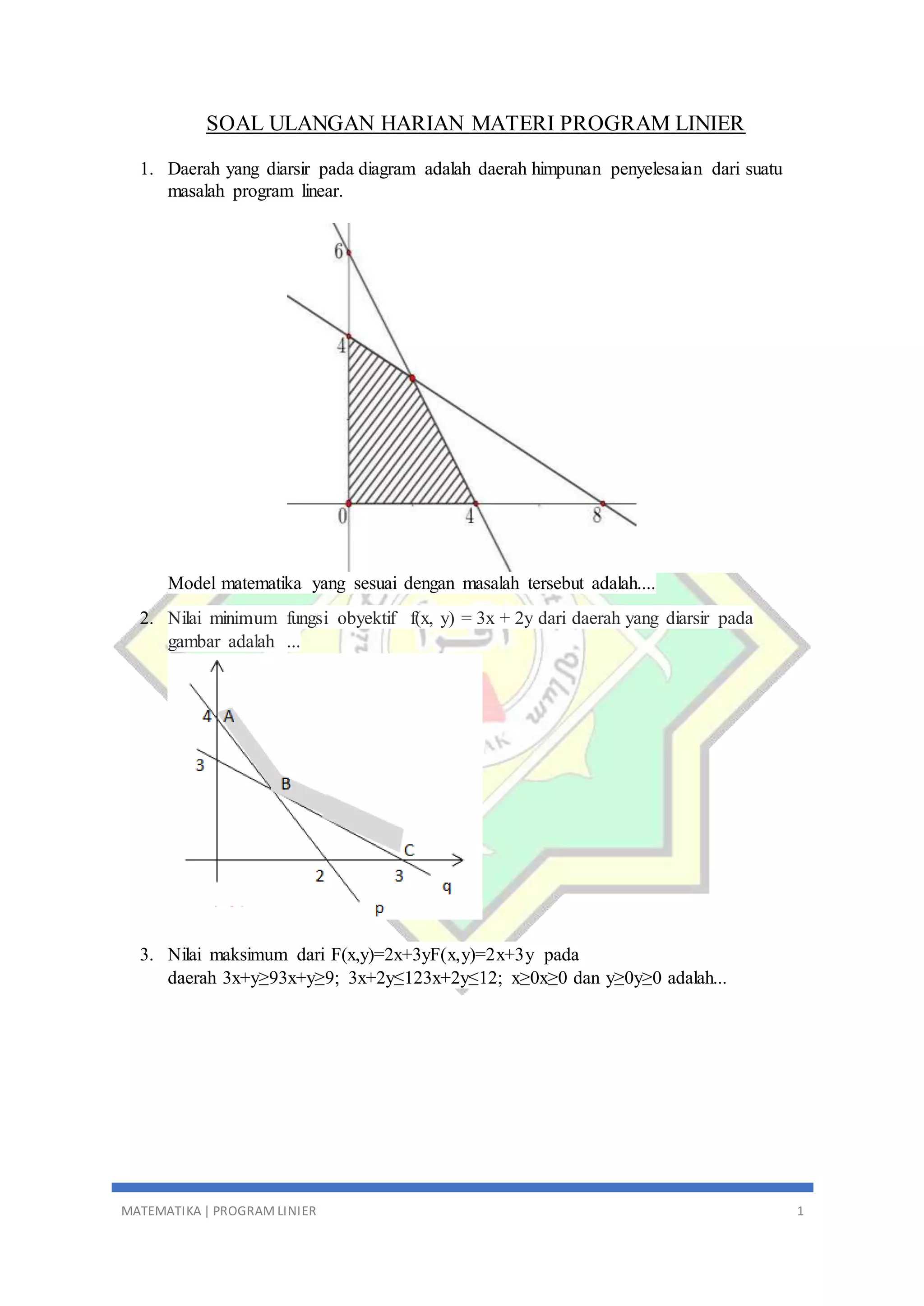 Soal materi program linier | DOCX
