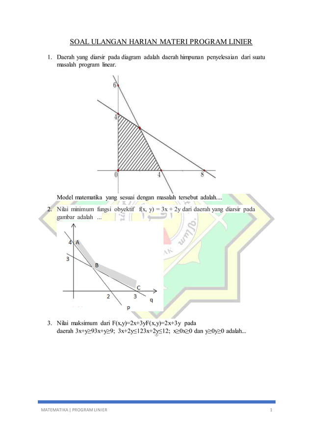 Soal materi program linier | DOCX