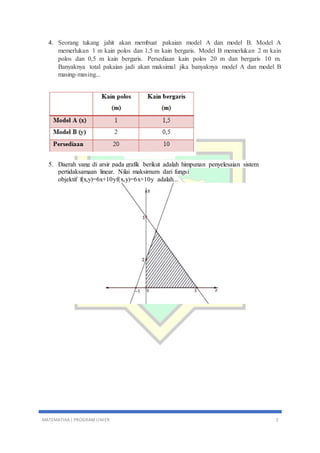 Soal materi program linier | DOCX