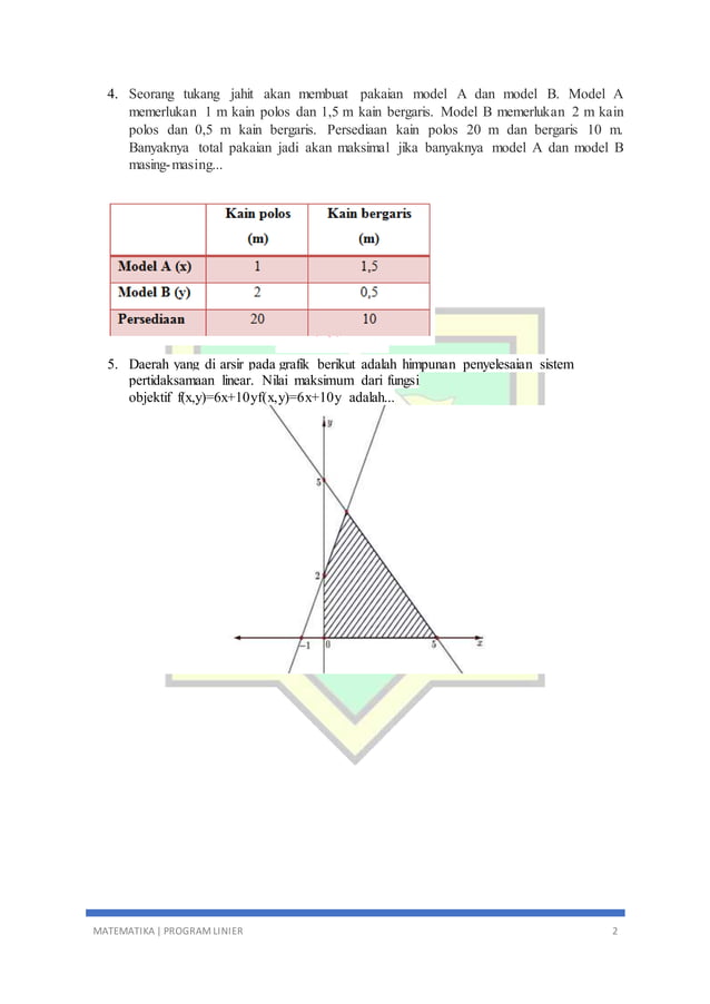 Soal materi program linier | DOCX