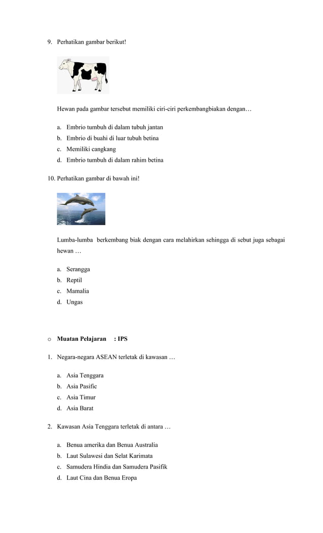 Soal ulangan harian tematik kelas 6 tema 1 sub tema 2 | PDF