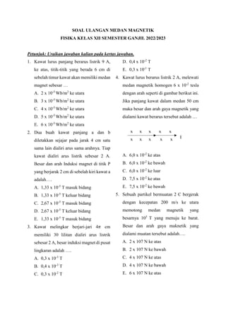 SOAL ULANGAN MEDAN MAGNETIK.docx