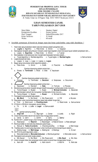 Soal ulangan semester 1 simdig kelas x | DOCX