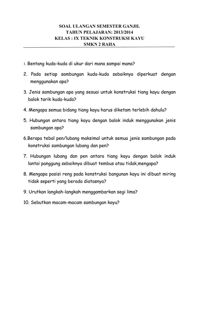Soal ulangan semester ganjil | DOCX