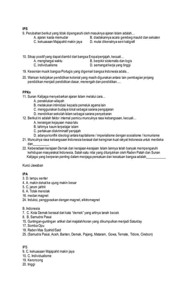 Soal ulangan tema 7.1 | PDF