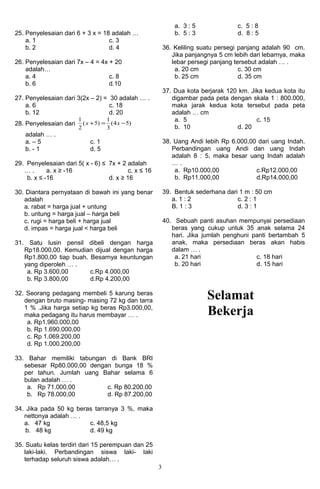 Soal ulangan umum semester i smp kelas vii matematika arini | DOC