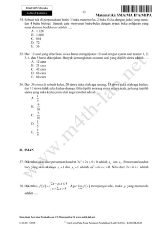 Soal un 2018 ipa paket b1 [www.m4th lab.net] | PDF
