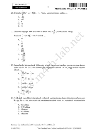 Soal un 2018 ipa paket b1 [www.m4th lab.net] | PDF