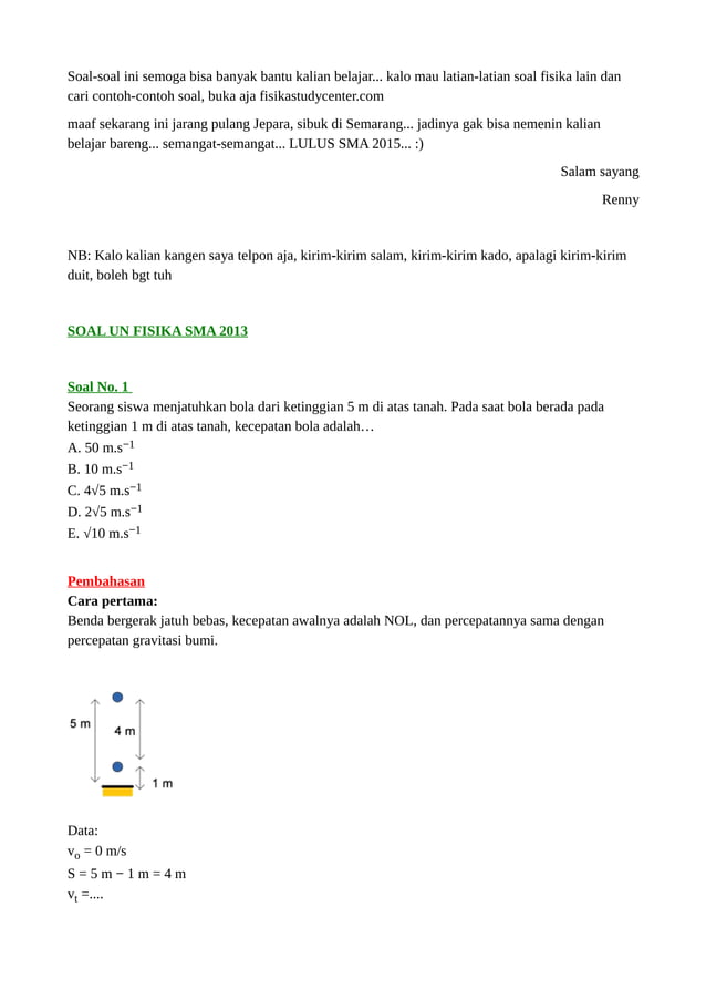 Soal un fisika 2013 dan pembahasannya | DOC
