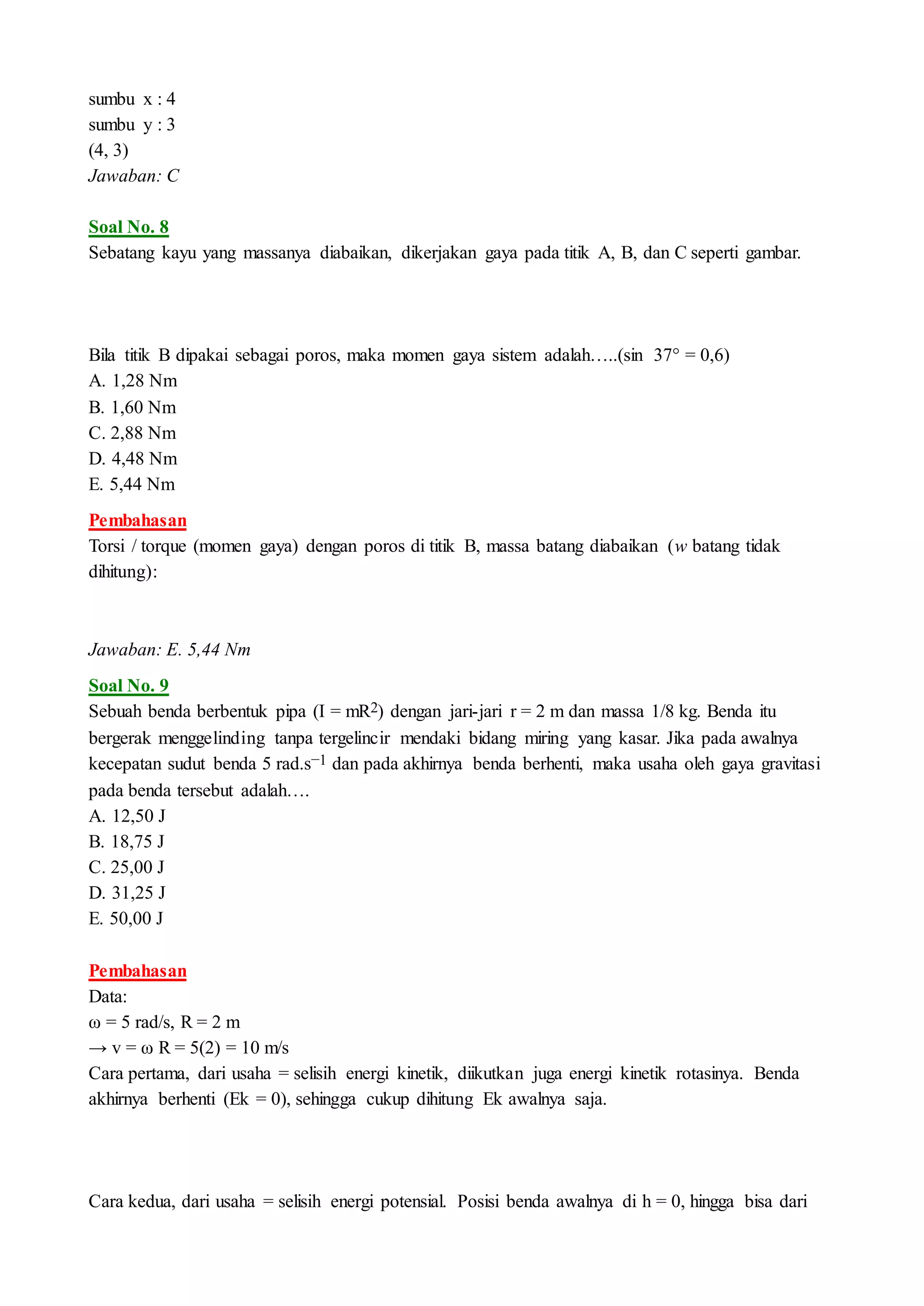 Soal un fisika 2014 dan pembahasannya | DOC