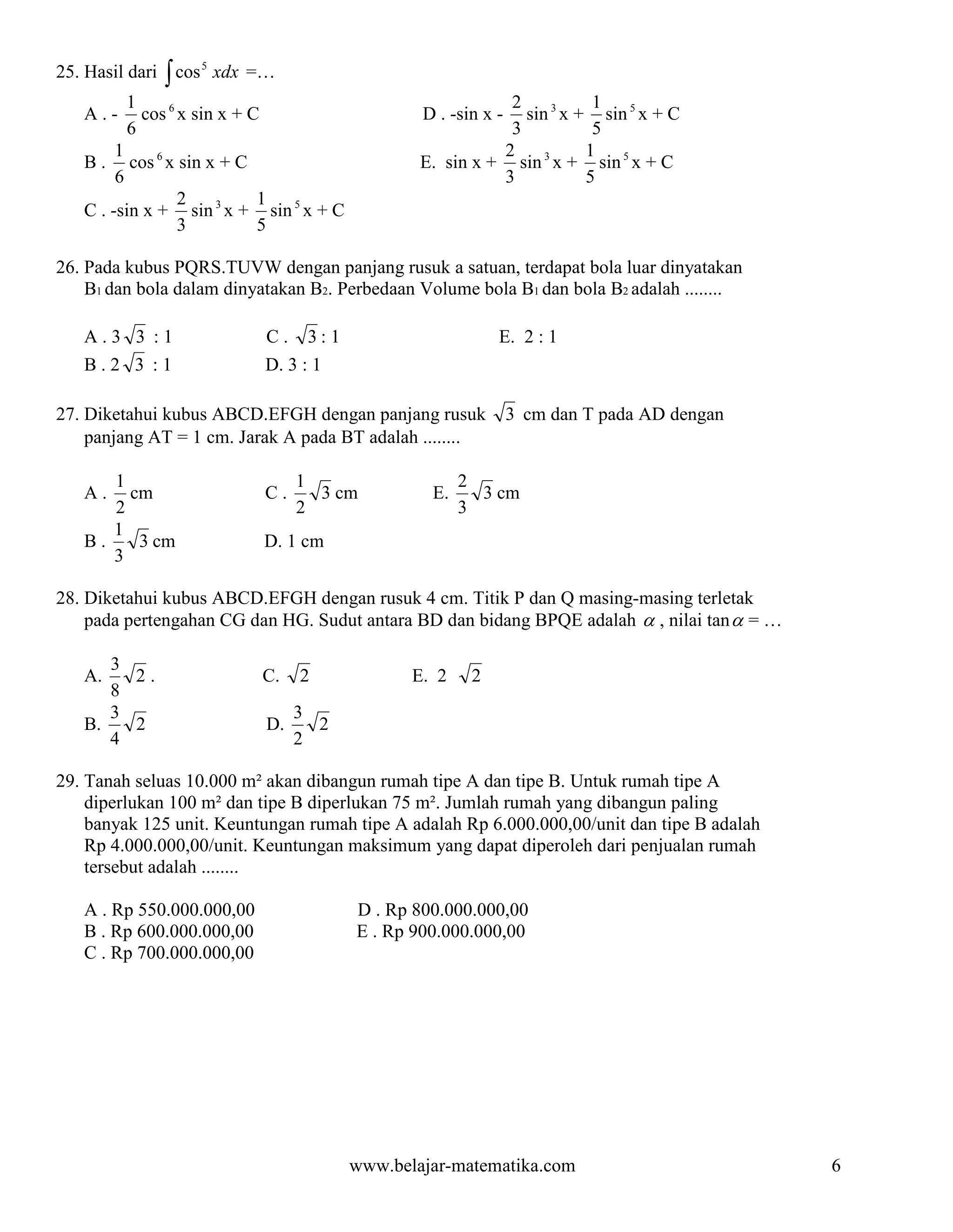 SOAL MATEMATIKA UN 2005 | PDF