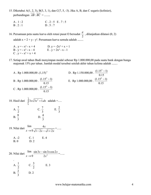 SOAL MATEMATIKA UN 2005 | PDF