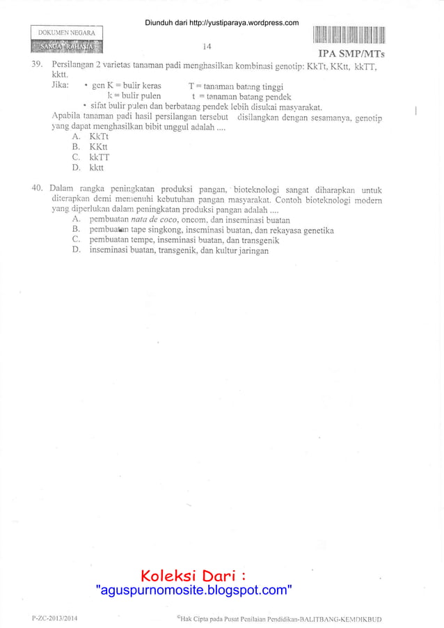 Soal un ipa smp 2014 13 | PDF