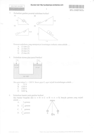 Soal un ipa smp 2014 4 | PDF