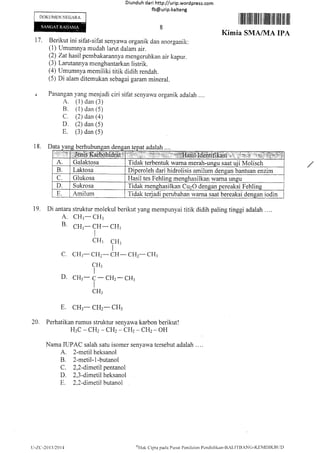 Soal un kimia sma 2014 19 | PDF