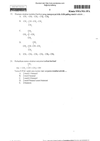 Soal un kimia sma 2014 20 | PDF