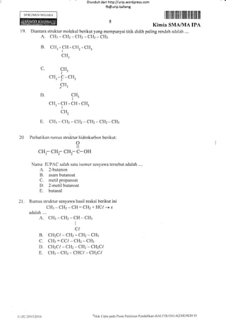 Soal un kimia sma 2014 3 | PDF