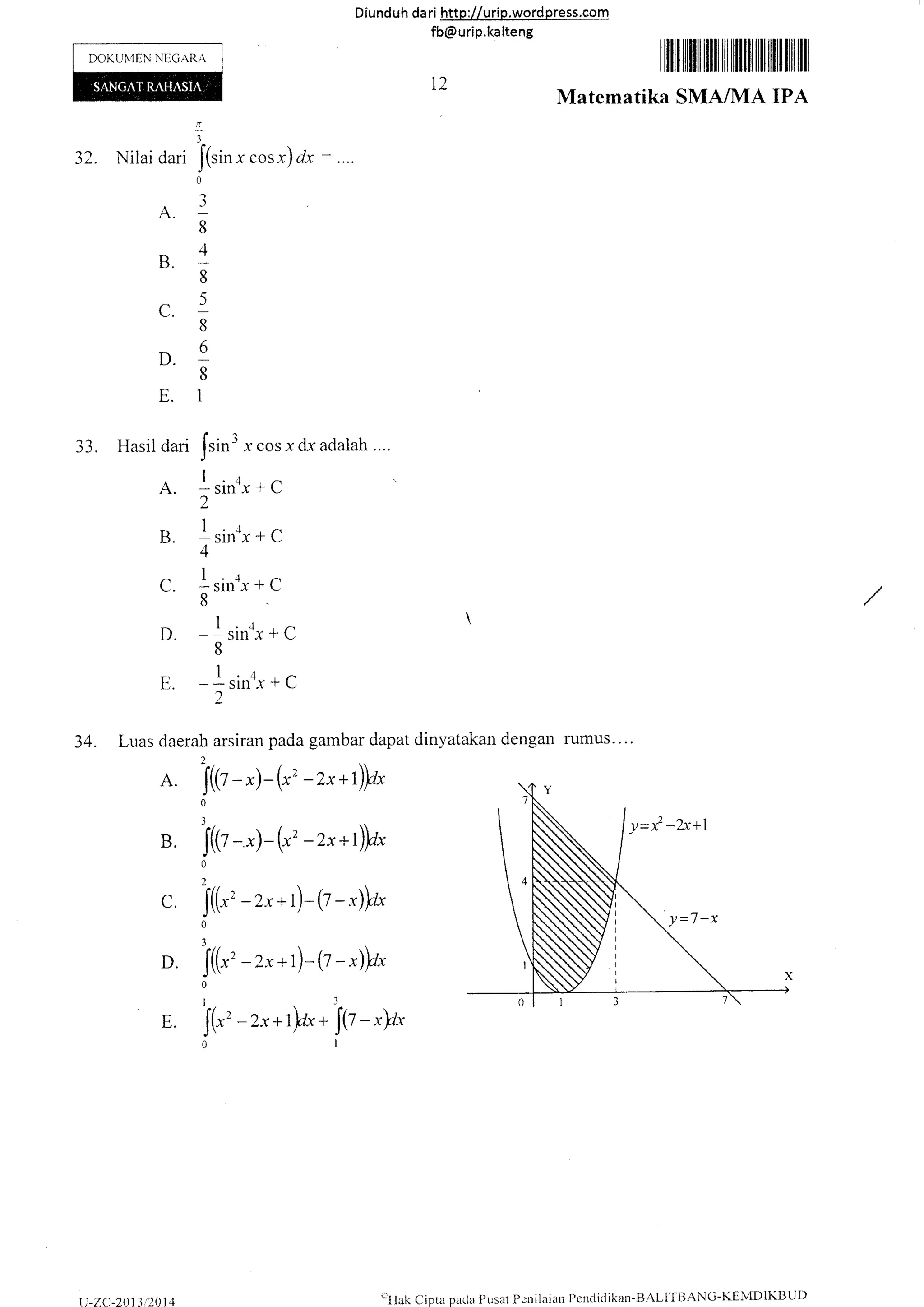 Soal un matematika ipa sma tahun 2014 10 | PDF