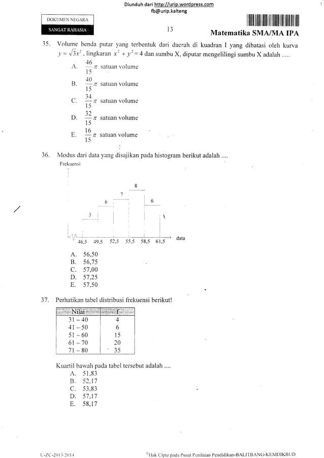 Soal un matematika ipa sma tahun 2014 10 | PDF
