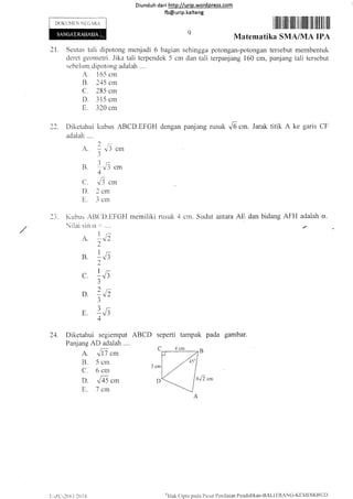 Soal un matematika ipa sma tahun 2014 10 | PDF