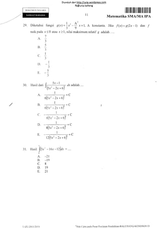 Soal un matematika ipa sma tahun 2014 10 | PDF