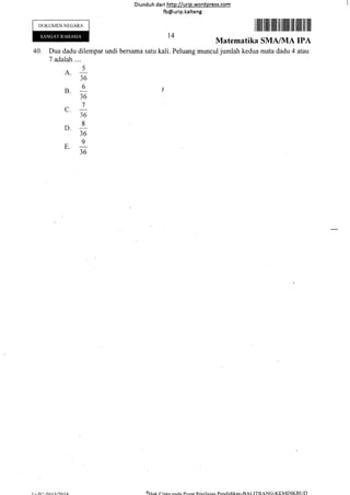Soal un matematika ipa sma tahun 2014 11 | PDF