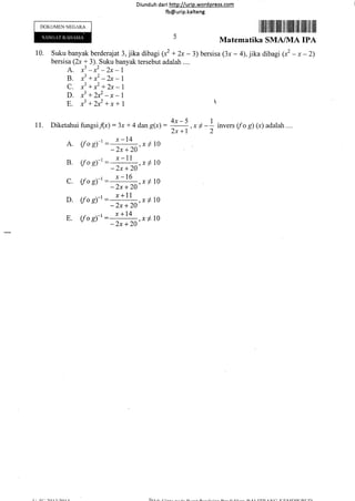 Soal un matematika ipa sma tahun 2014 11 | PDF