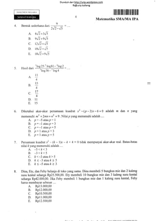 Soal un matematika ipa sma tahun 2014 12 | PDF
