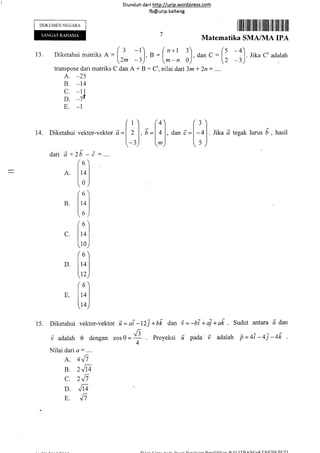 Soal un matematika ipa sma tahun 2014 12 | PDF