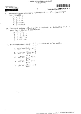 Soal un matematika ipa sma tahun 2014 14 | PDF
