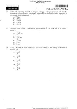 Soal un matematika ipa sma tahun 2014 14 | PDF