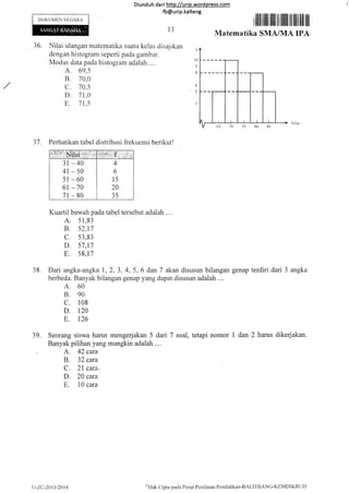 Soal un matematika ipa sma tahun 2014 2 | PDF