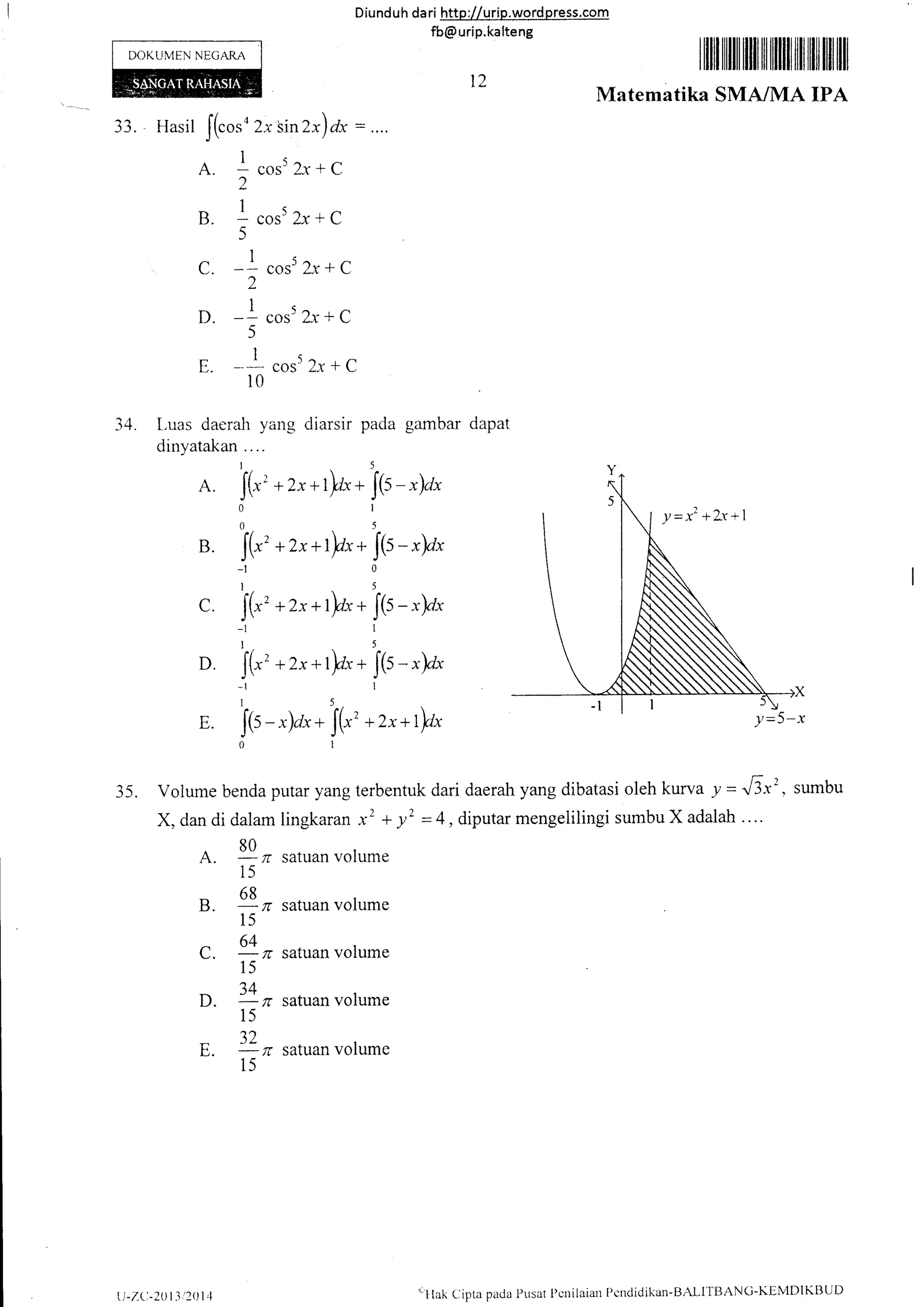 Soal un matematika ipa sma tahun 2014 4 | PDF