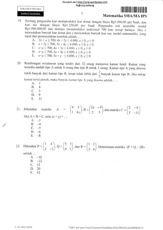 Soal un matematika ips sma tahun 2014 10 | PDF
