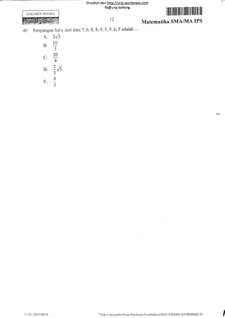 Soal un matematika ips sma tahun 2014 13 | PDF