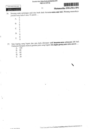 Soal un matematika ips sma tahun 2014 14 | PDF