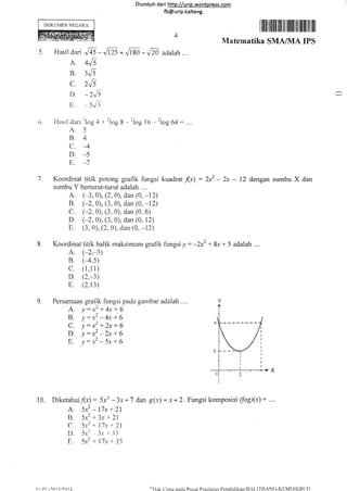 Soal un matematika ips sma tahun 2014 7 | PDF